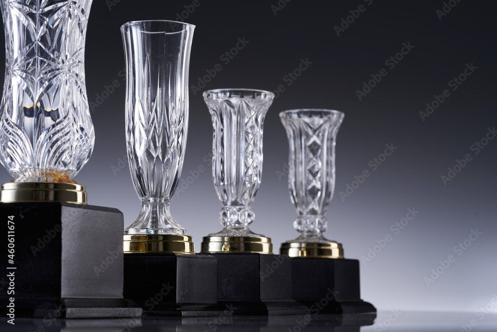 Blank glass trophy mockup, Empty acrylic award design mock up ...