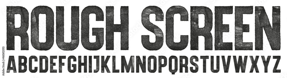 Rough Screen Print Texture Font. Bold Condensed Display Font with a ...