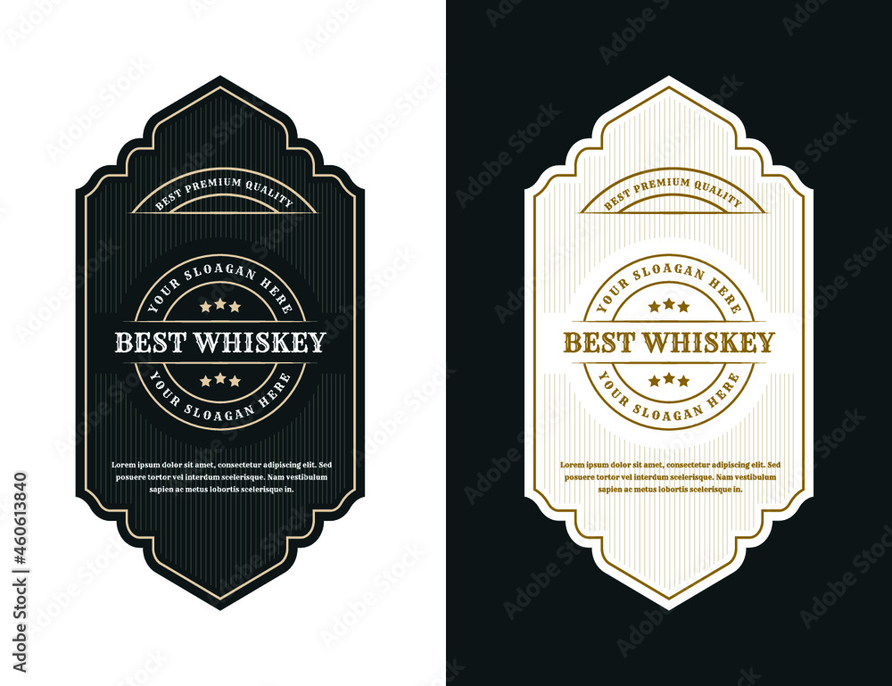 Whiskey Bourbon Vintage luxury antique logo border frame western ...