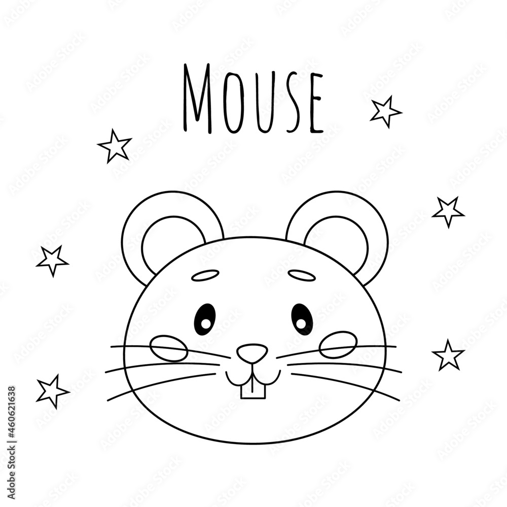 Cute vector outline mouse. Cartoon isolated illustration for coloring ...