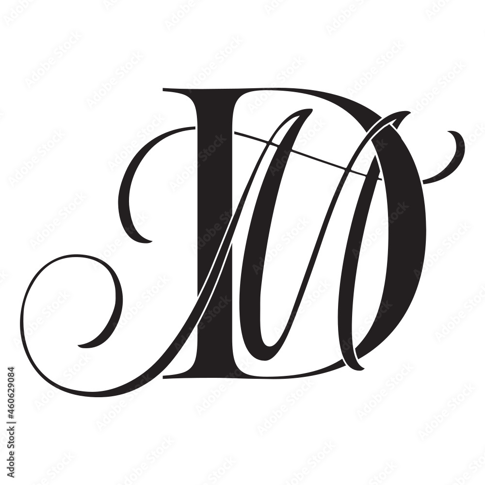 dm, md, monogram logo. Calligraphic signature icon. Wedding Logo ...