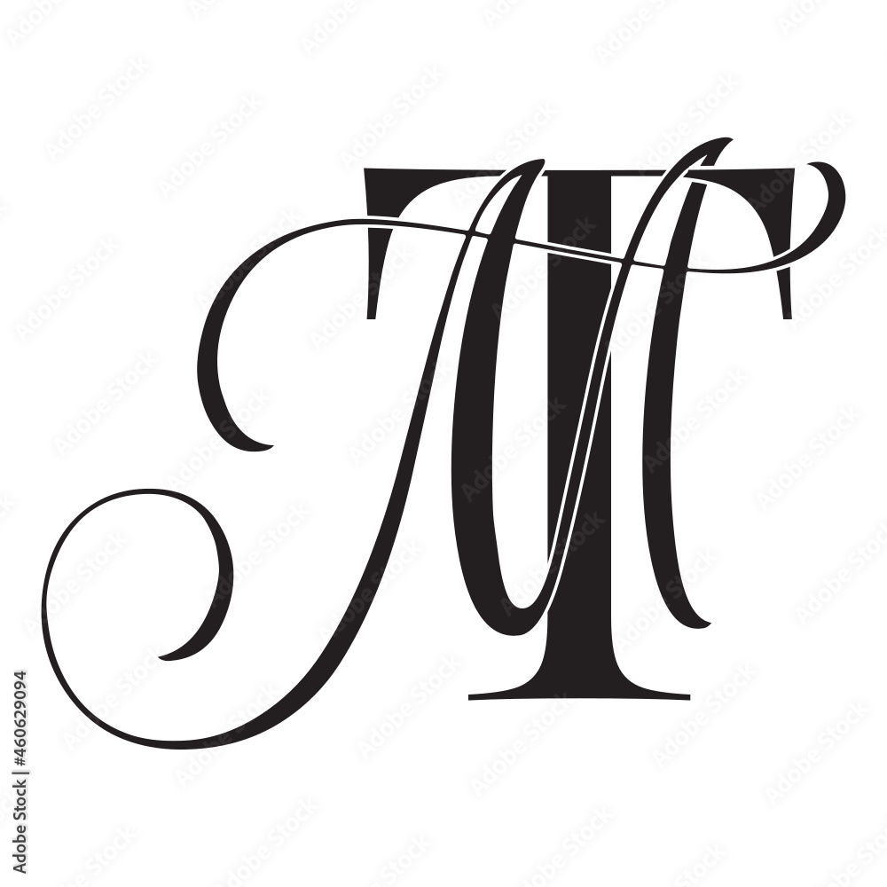 tm, mt, monogram logo. Calligraphic signature icon. Wedding Logo ...