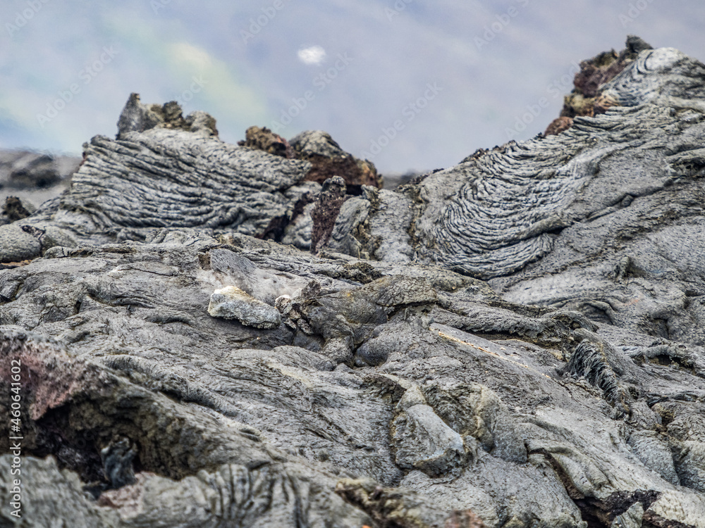Clouse-up photo of cold lava under Fagradalsfjall volcano in Iceland ...
