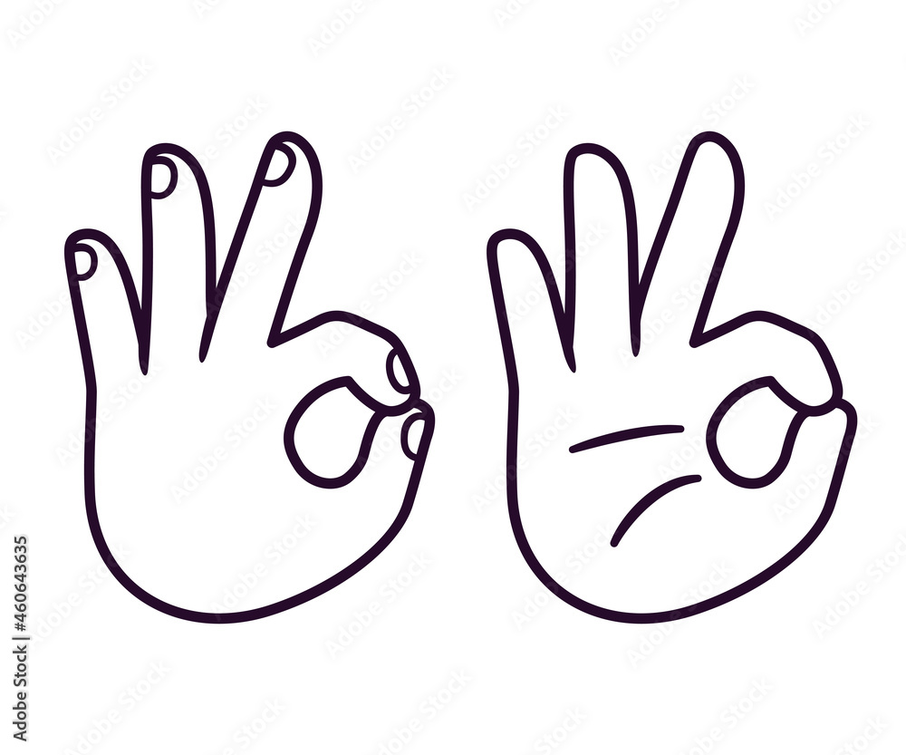 OK hand sign cartoon drawing Stock Vector | Adobe Stock