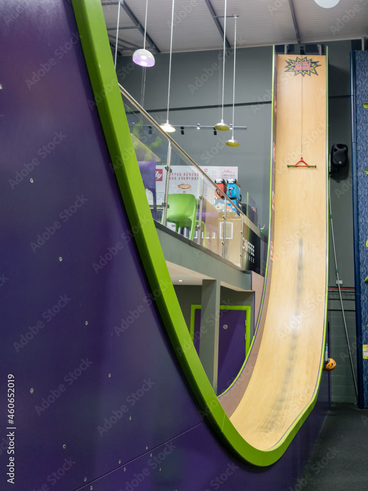 Clip 'n Climb indoor climbing centre arena showing the vertical drop ...