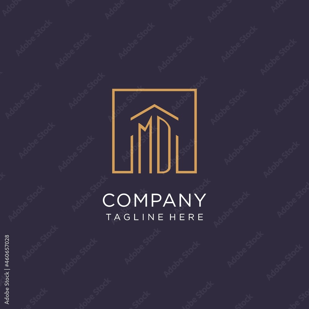 MD initial square logo design, modern and luxury real estate logo style ...