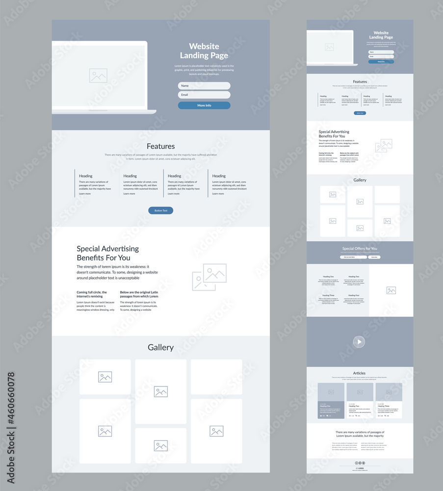 Modern and adaptive website design template for development. Landing ...