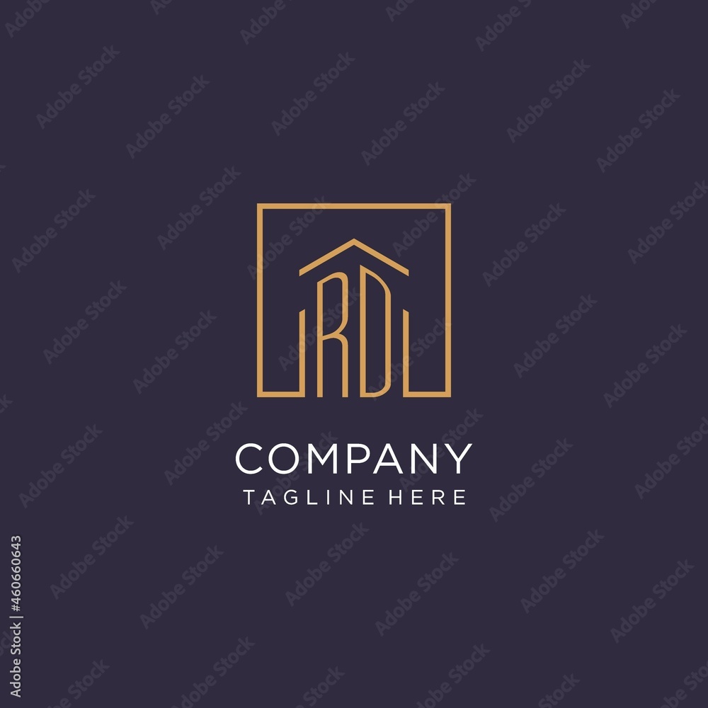 RD initial square logo design, modern and luxury real estate logo style ...