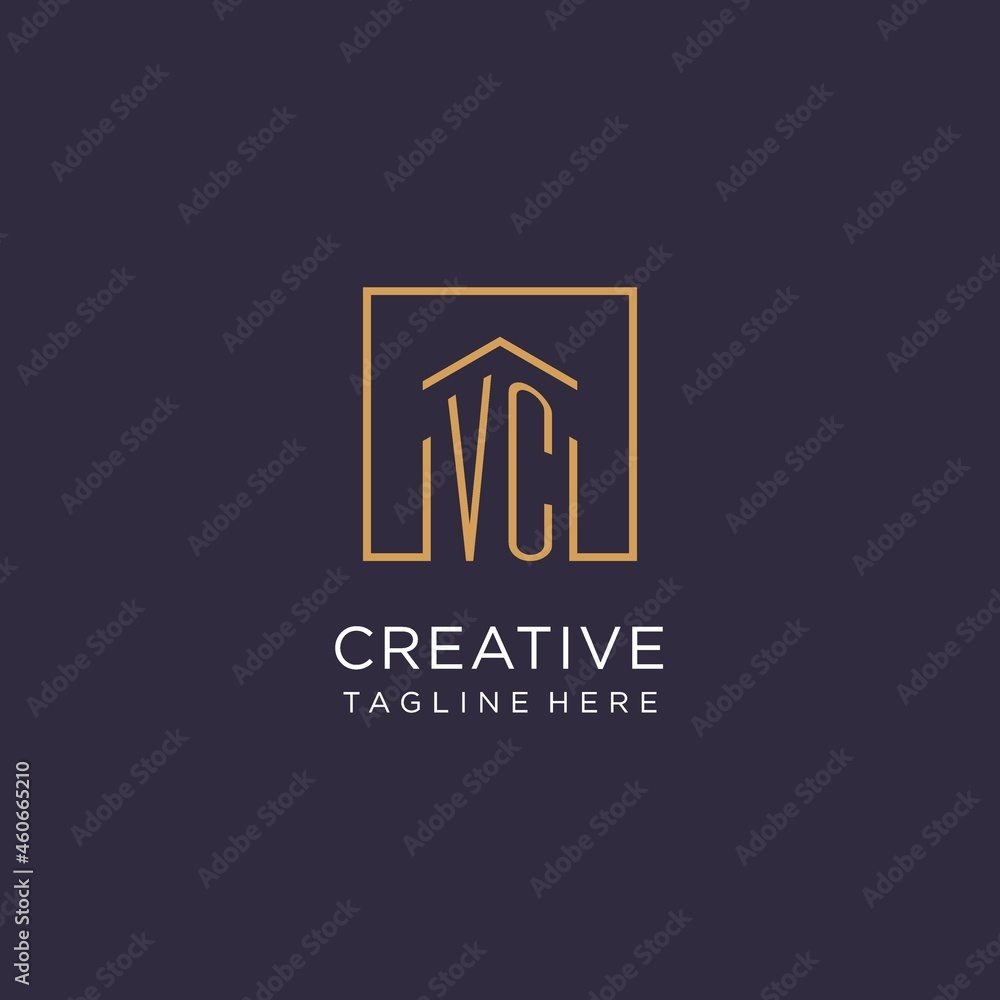 VC initial square logo design, modern and luxury real estate logo style ...