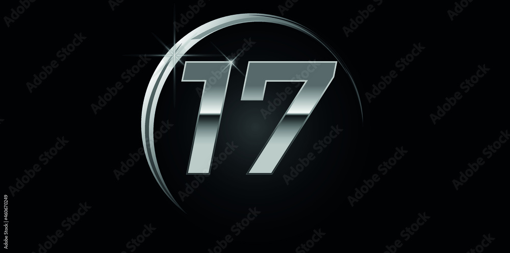 Chrome vector number 17. Logo for birthday, celebrations, dates with ...