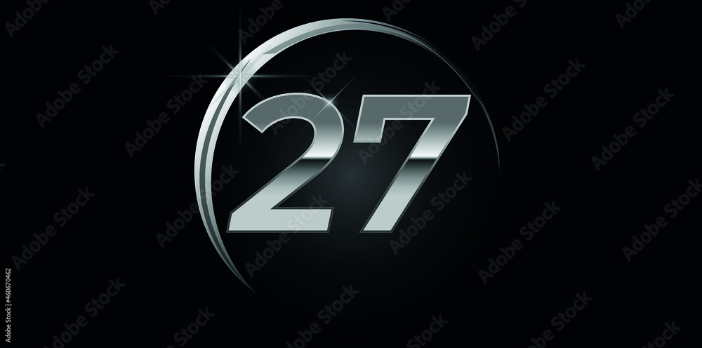 Chrome vector number 27. Logo for birthday, celebrations, dates with ...