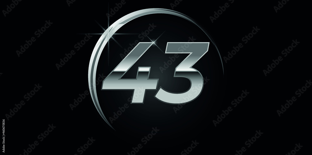 Chrome vector number 43. Logo for birthday, celebrations, dates with ...