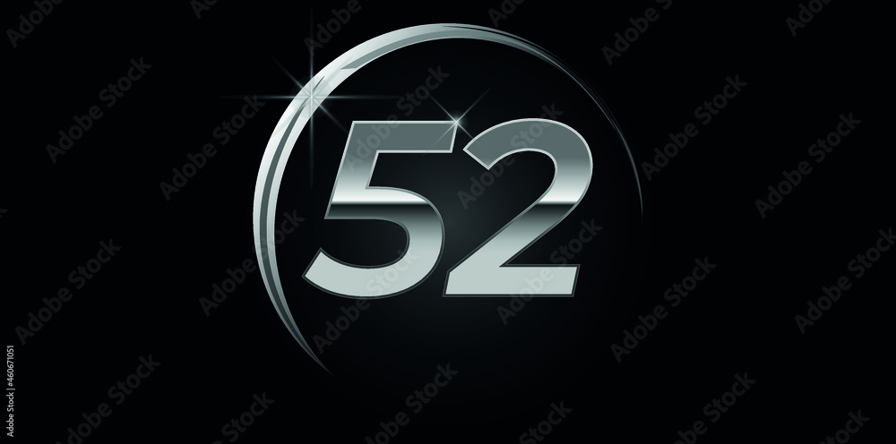 Chrome vector number 52. Logo for birthday, celebrations, dates with ...