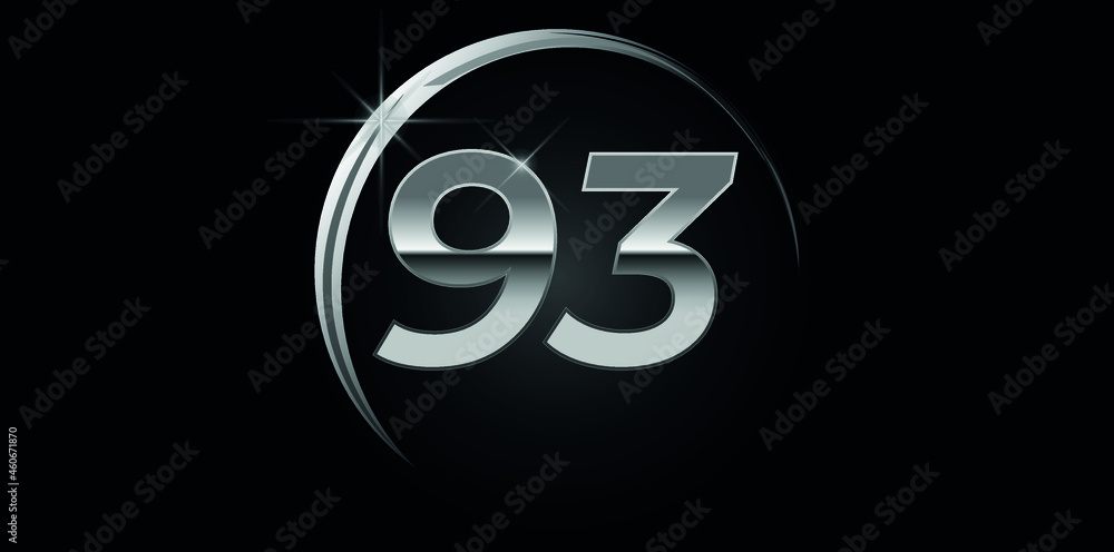 Chrome vector number 93. Logo for birthday, celebrations, dates with ...