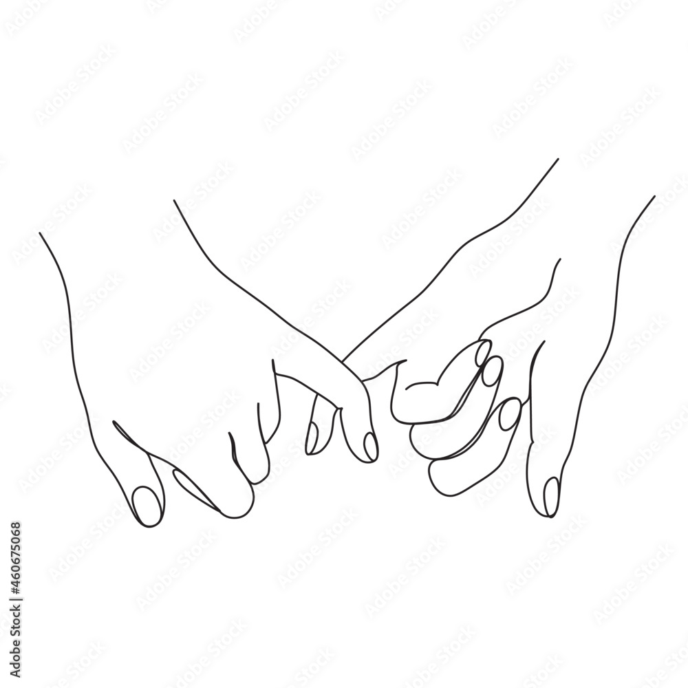 Holding Hands Minimal Line Art.Vector line Drawing.Holding Hands Print ...