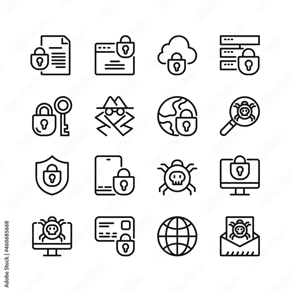 Internet security line icons. Set of outline symbols, simple graphic elements, modern linear ...