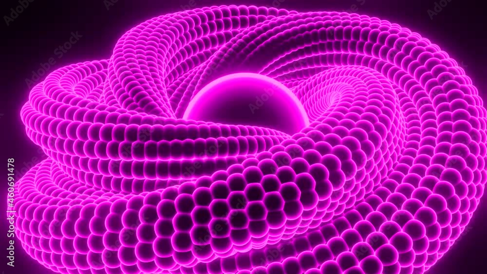 Swirling spiral around sphere. Design. 3D cord twists endlessly into ...