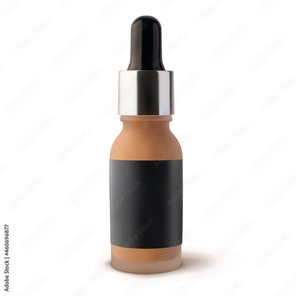 Mockup liquid tonal foundation makeup cream in glass jar with dropper ...