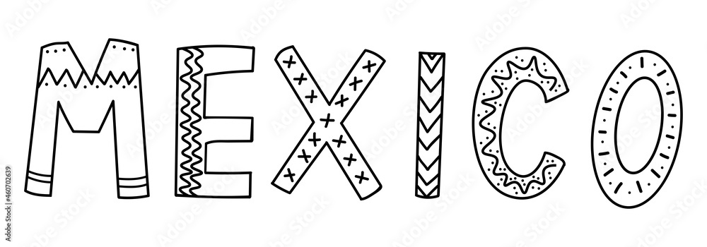 Mexico, decorated logo, lettering. Fiesta banner and poster design ...