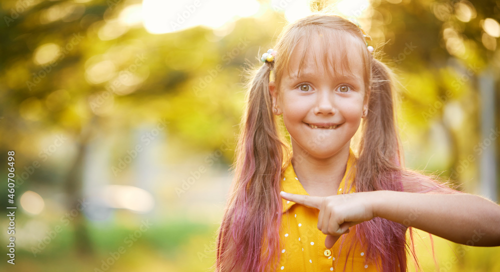 Toothless childrens smile. Little cute girl child laughs, shows the ...