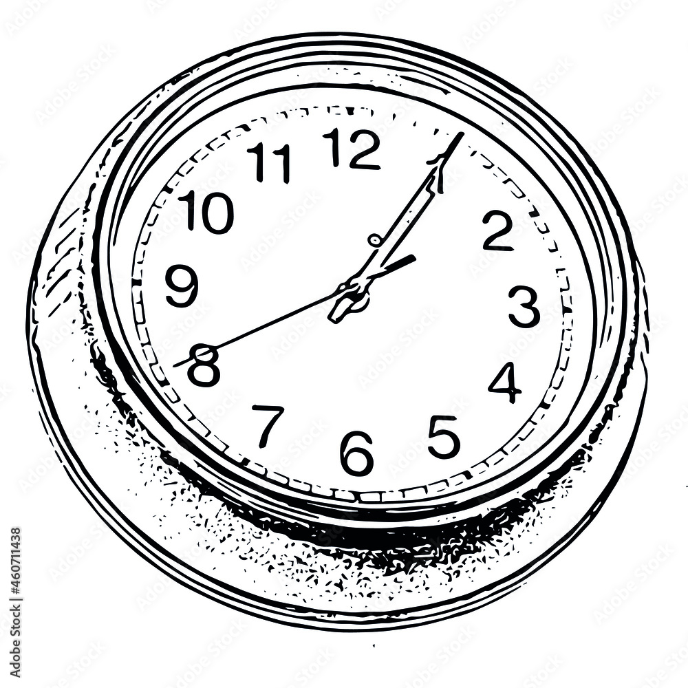 Vector abstract black and white sketch: clock Stock Vector | Adobe Stock
