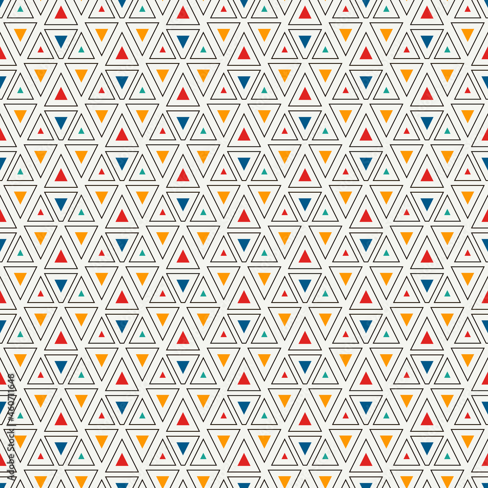 Contemporary geometric pattern. Repeated triangles, lines ornament ...
