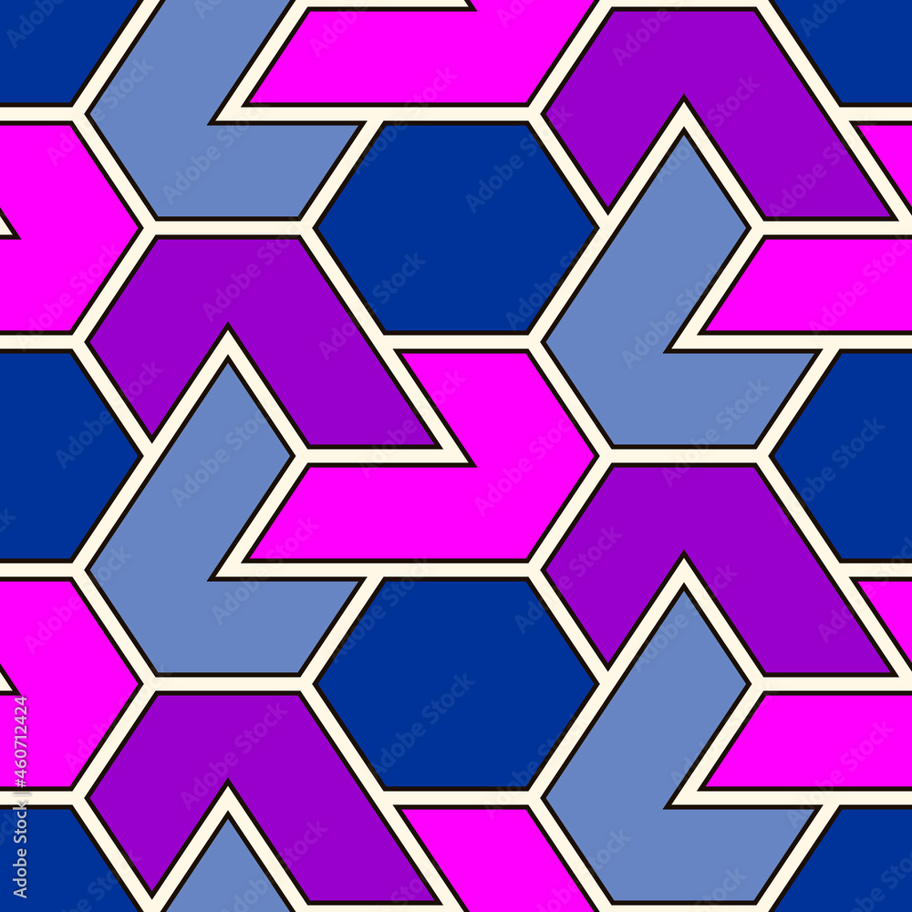 Contemporary geometric pattern. Puzzle ornament. Repeated interlocking ...