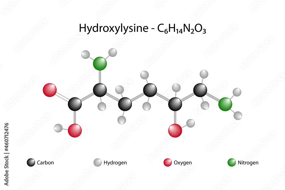 Molecular formula of hydroxylysine. It is biosynthesized from lysine by ...