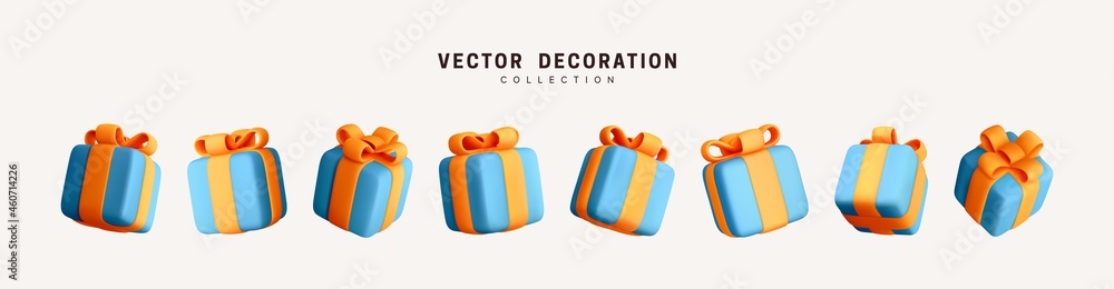 Set of realistic 3d gifts box. Holiday decoration presents. Festive ...