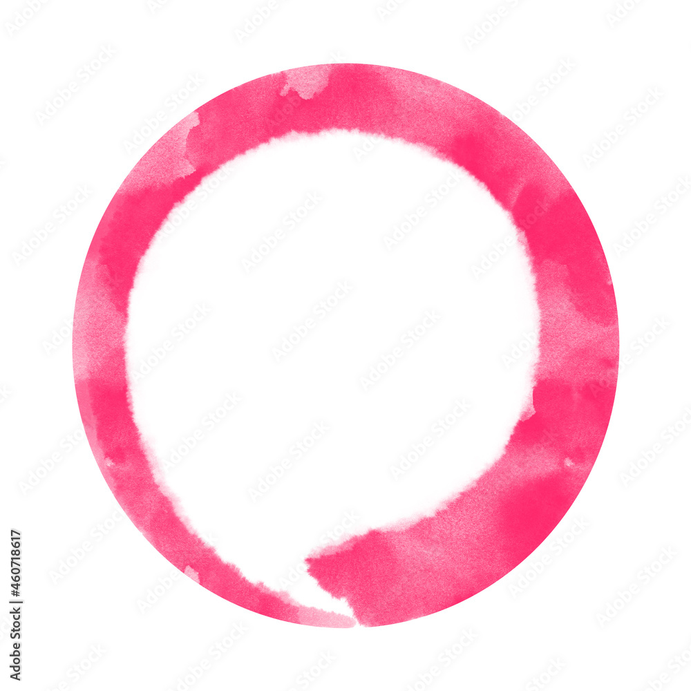 Ilustración círculo rosa textura acuarela. Brochazo de pintura ...