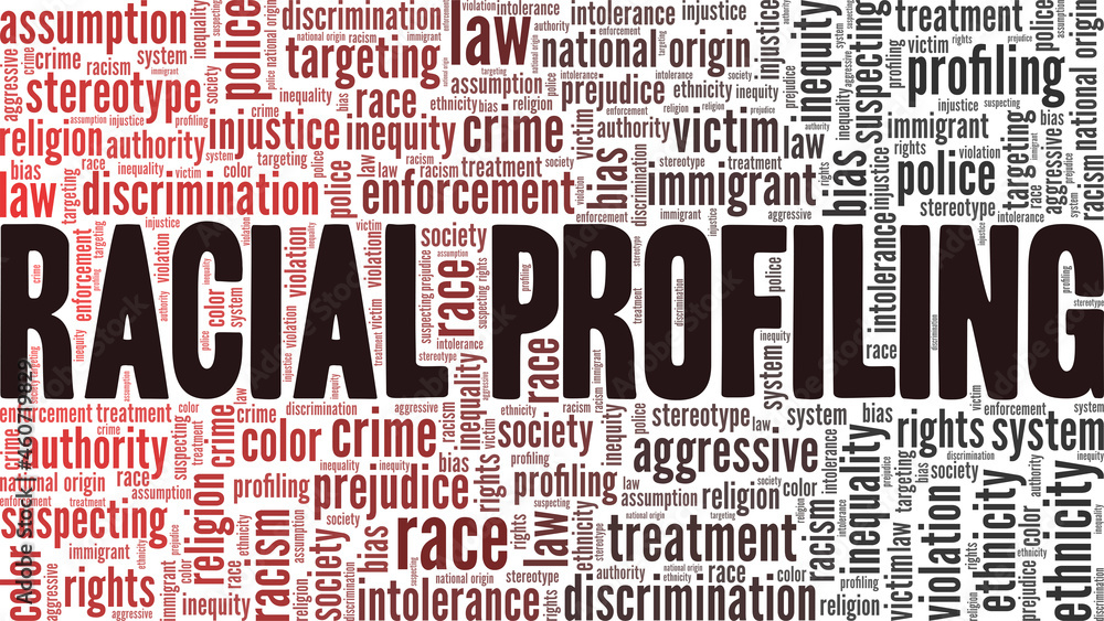 Racial profiling vector illustration word cloud isolated on white ...