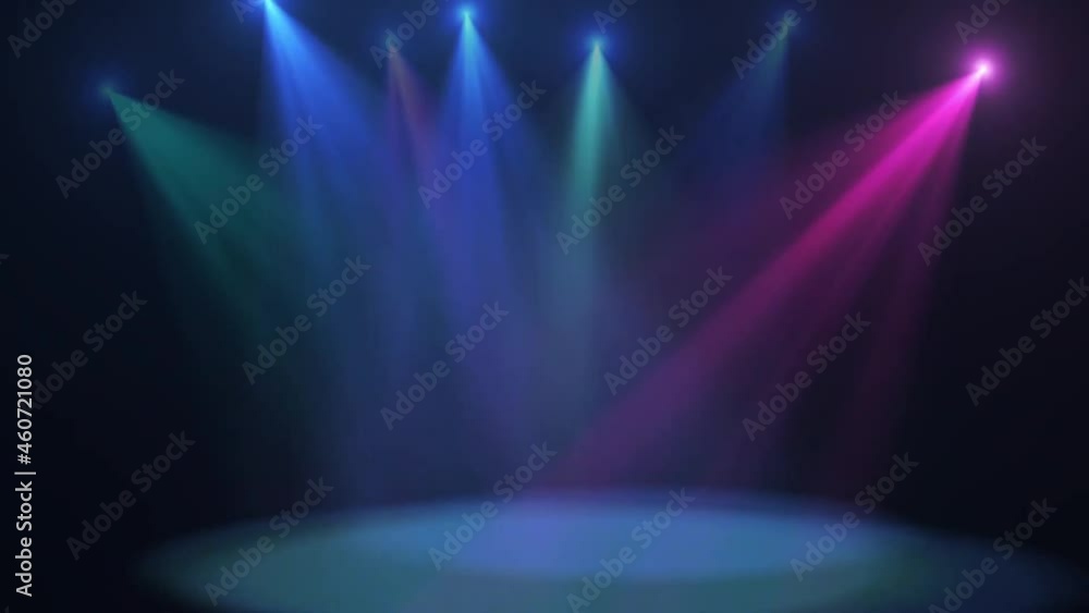 Stage lights shining at studio. Seamless looping animation. Disco ...