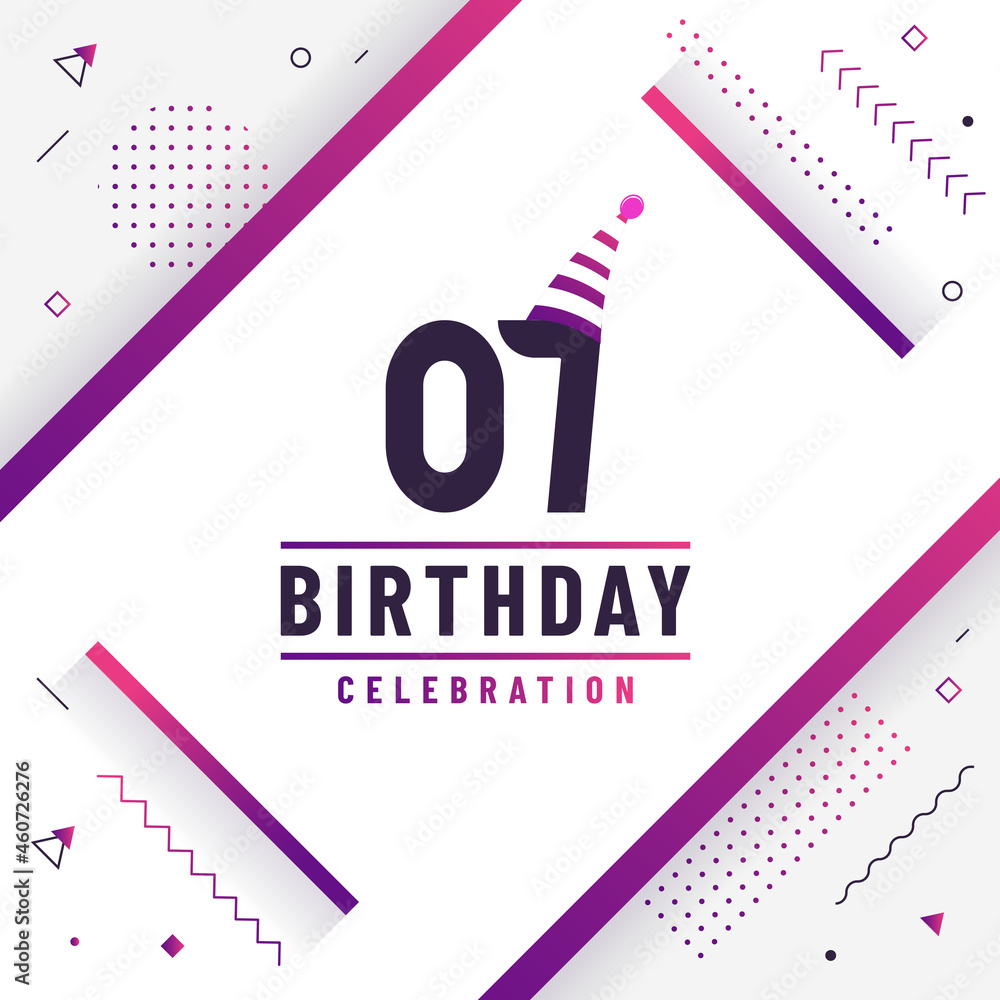 7 years birthday greetings card, 7th birthday celebration background ...
