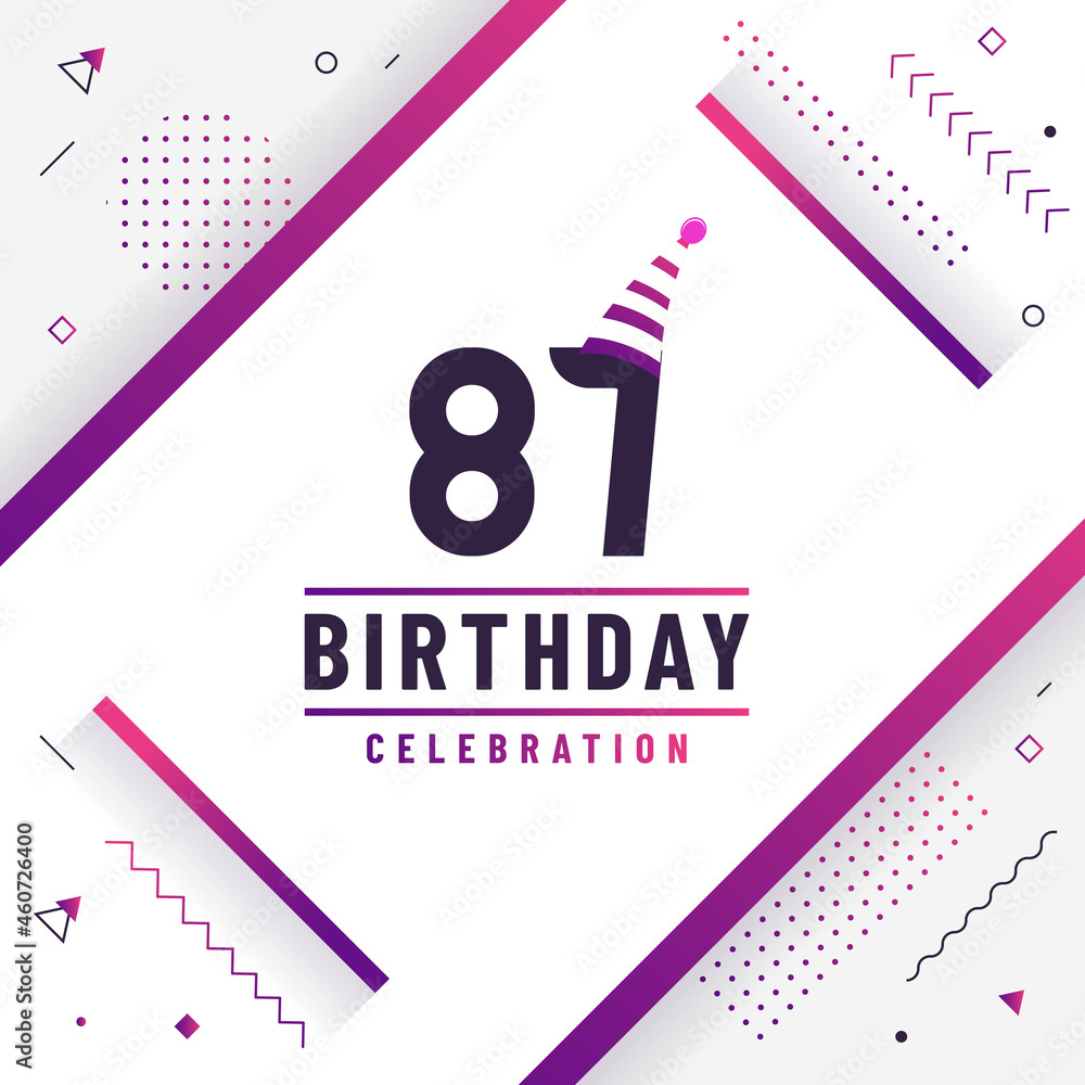87 years birthday greetings card, 87th birthday celebration background ...