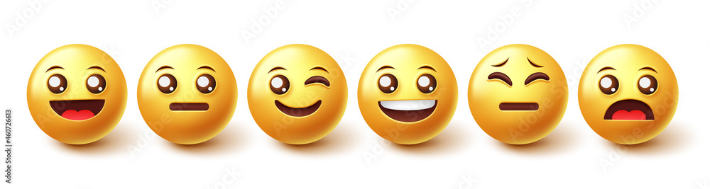Vecteur Stock Emoji characters vector set. Smiley emoticons happy ...