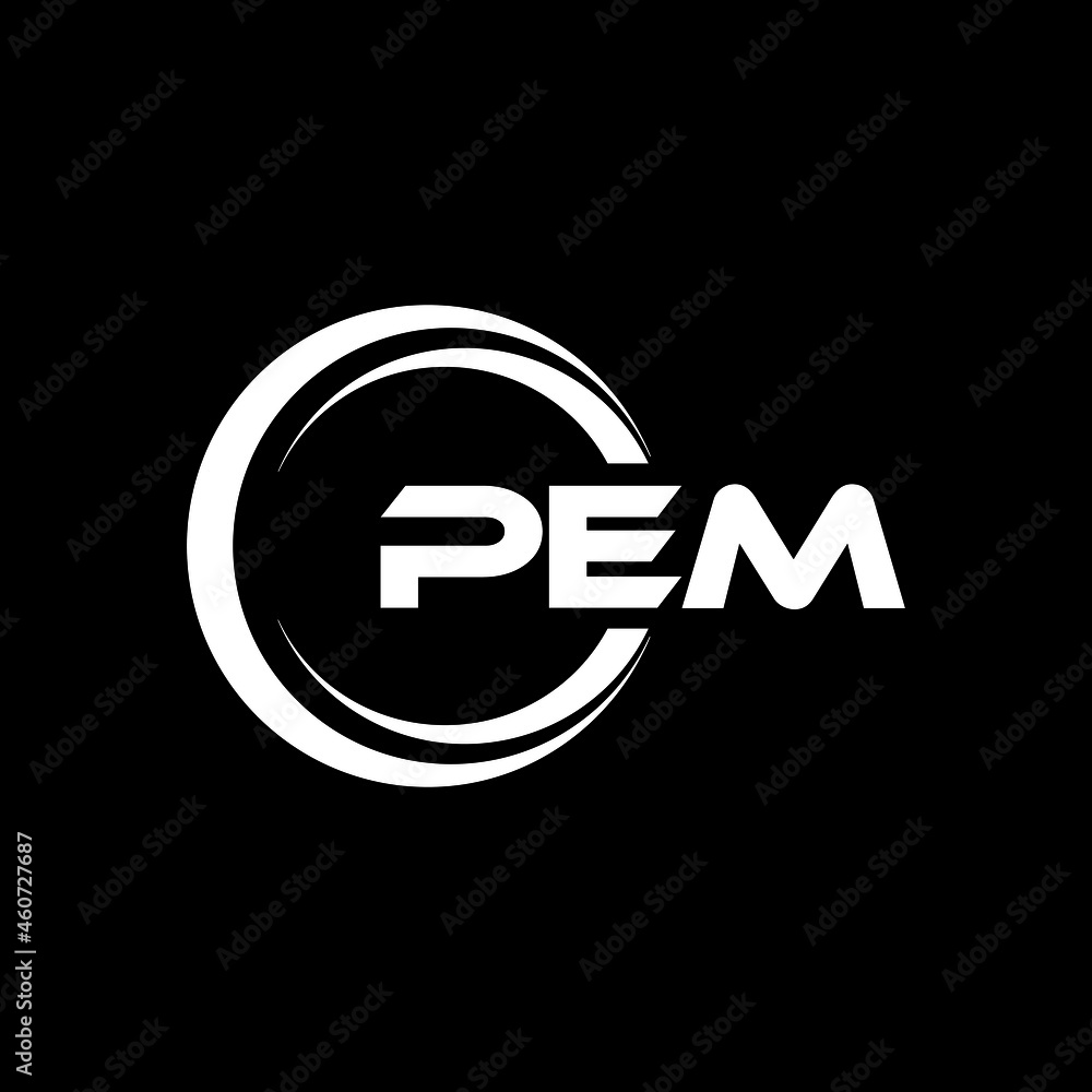 PEM letter logo design with black background in illustrator, vector ...
