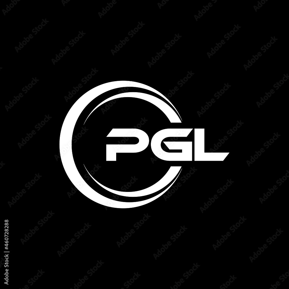 Vetor do Stock: PGL letter logo design with black background in ...