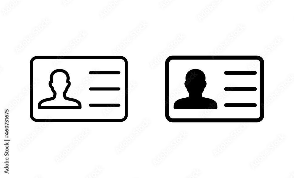 License icons set. ID card icon. driver license, staff identification ...