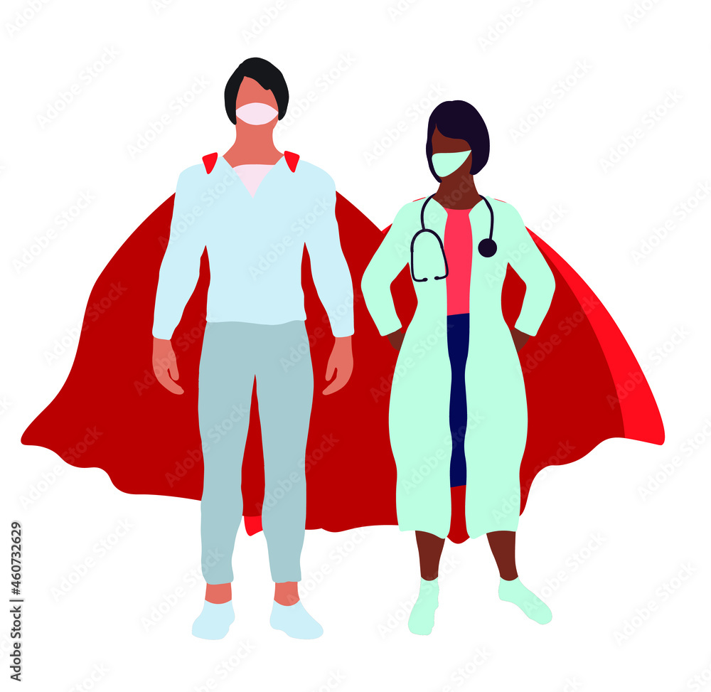 Super doctor wearing medical masks and capes. Super doctor concept ...
