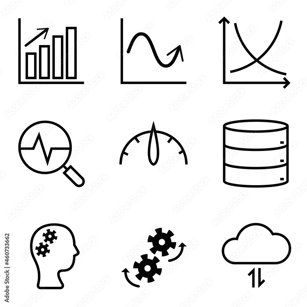 Data analytic icon set , Visualization chart and graph with data ...