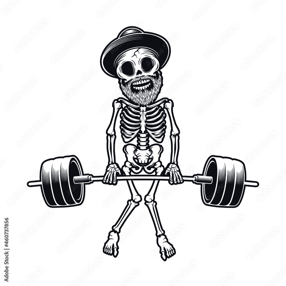 Deadlift skull, Illustration of human skull, skeleton with ...