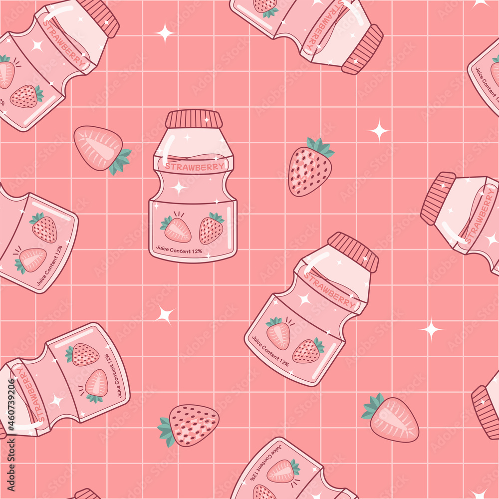 Probiotic yogurt strawberry flavored drink with shimmer light aesthetic ...