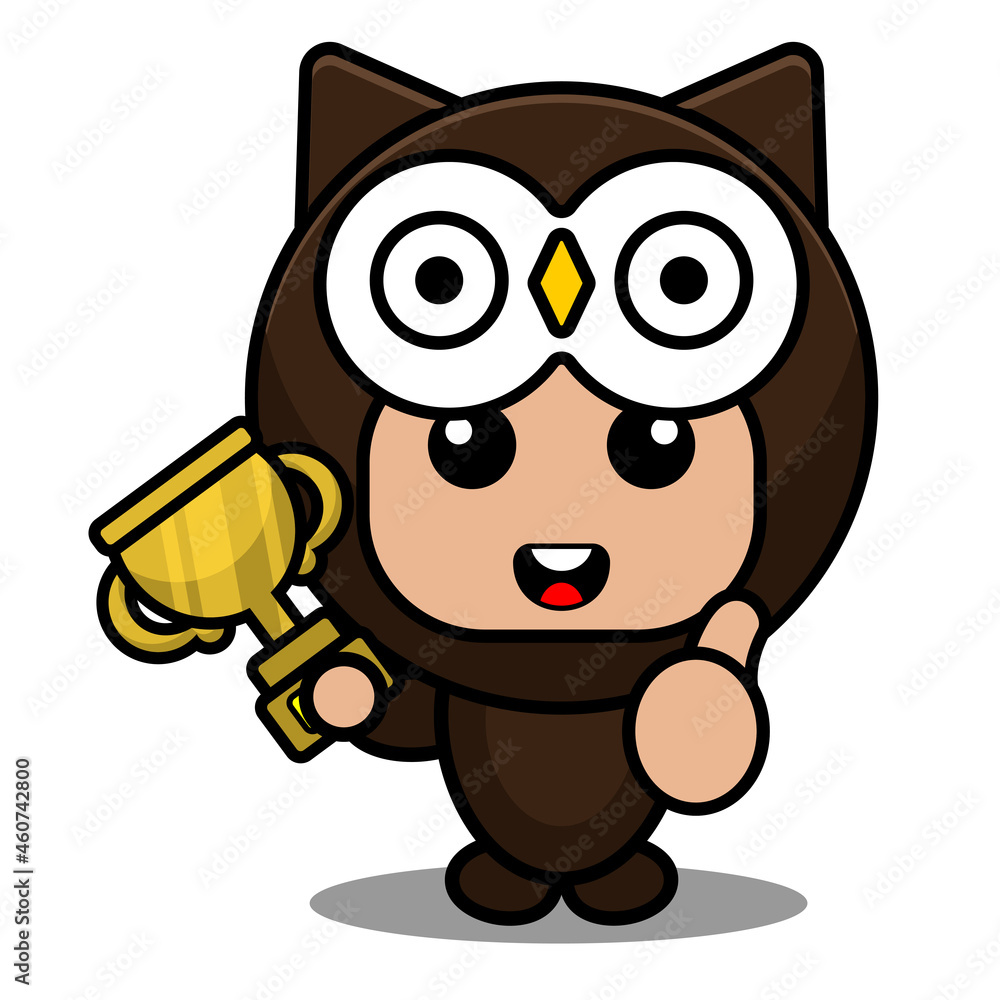 cartoon vector illustration of cute owl animal mascot costume character ...