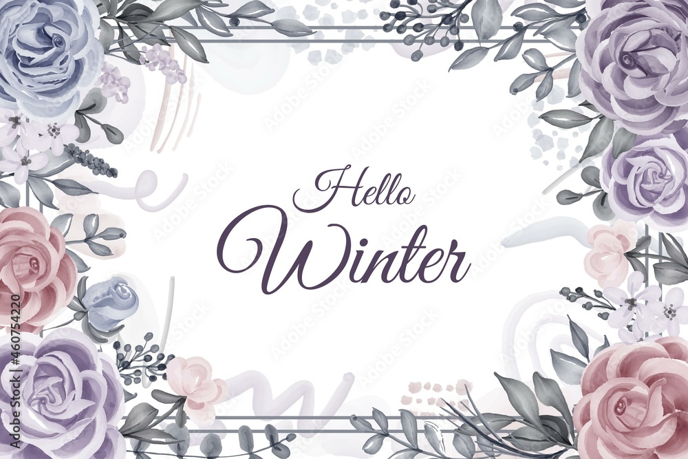 floral frame background winter with flower rose and leaves Stock Vector ...