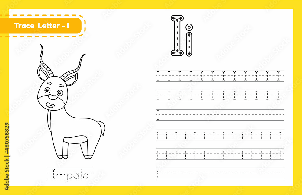 Trace letter I uppercase and lowercase. Alphabet tracing practice ...