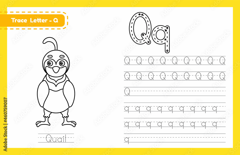 Trace letter Q uppercase and lowercase. Alphabet tracing practice ...