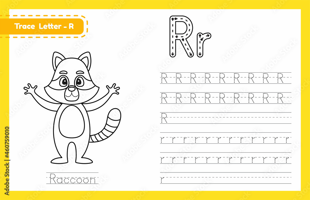 Trace letter R uppercase and lowercase. Alphabet tracing practice ...