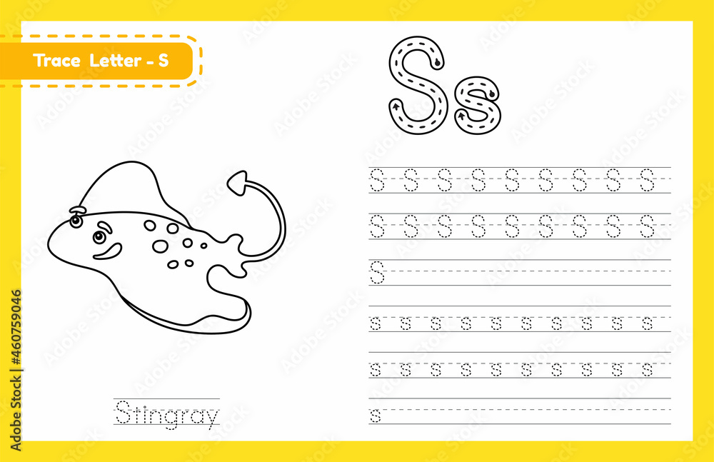 Trace letter S uppercase and lowercase. Alphabet tracing practice ...
