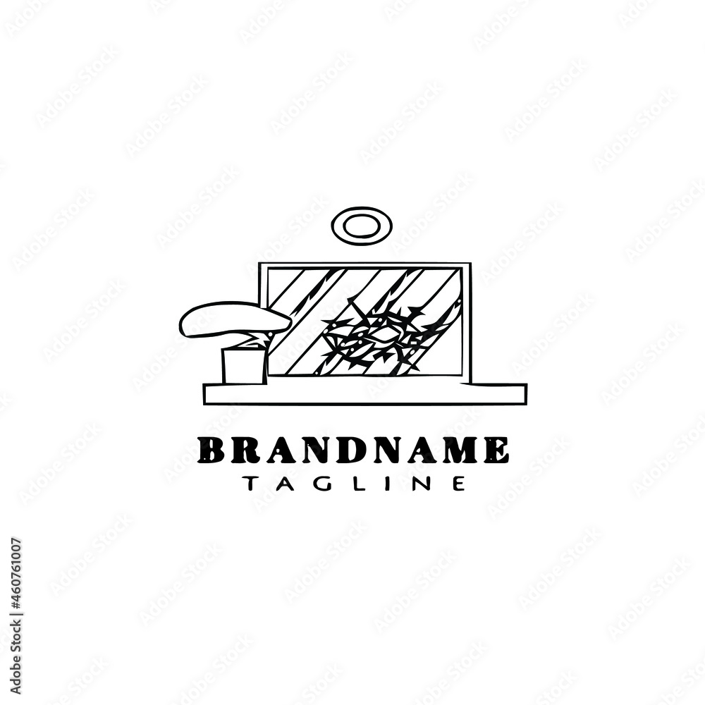broken window logo cartoon icon cute template black isolated vector ...