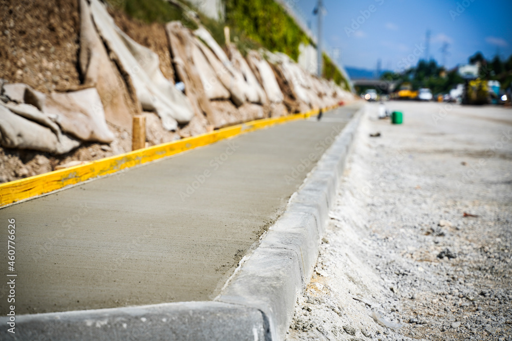 Mold for making pavement filled with concrete at construction site ...